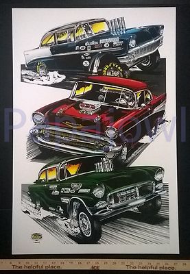 TRI 5 CHEVY POSTER ART PRINT 1955 1956 1957 Chevrolet 55 56 57 Chevy 19 ...