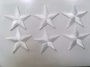 star patches white appliques 2" size star patches 6 piece lot 6 stars ...