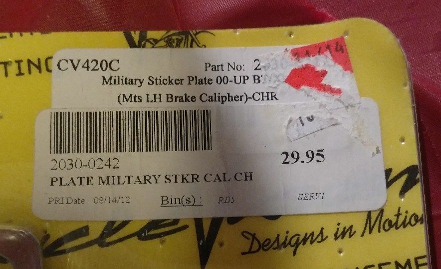 Cycle Visions Military Sticker Plate Caliper Plate - Chrome CV-420C* | eBay
