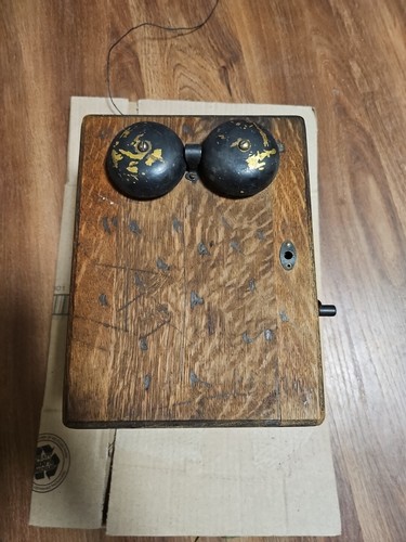 Western Electric hand crank wood telephone Box western electric W/crank ...