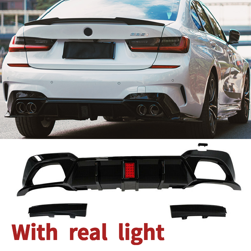 Rear Diffuser Lip For 2019-2022 BMW 3 Series G20 Sport 330i M340i Gloss ...