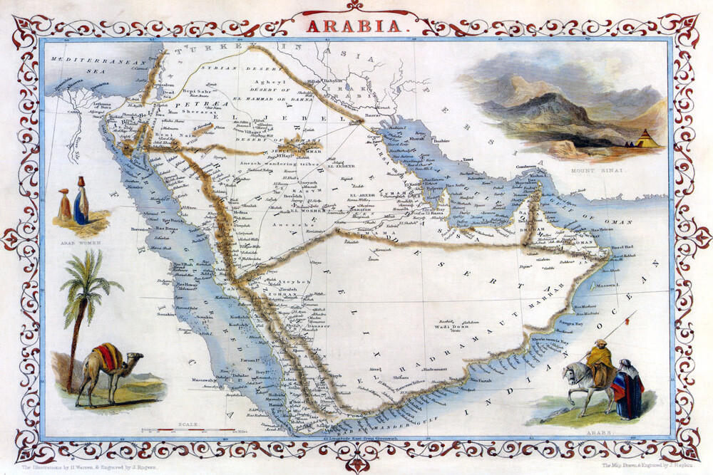 Old Arabian Desert Map Antique Maps Of The Arabian Peninsula Barry