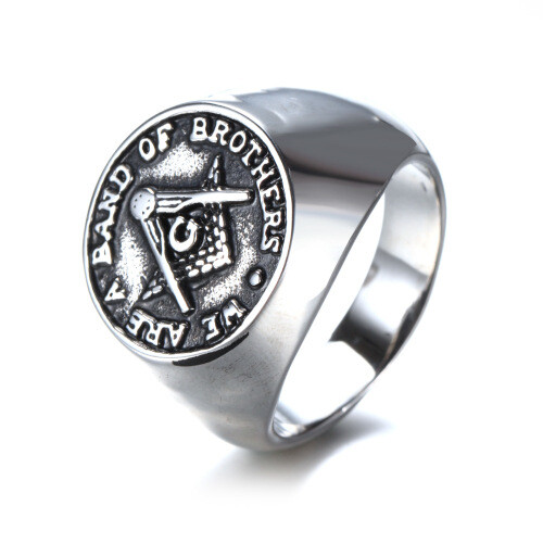 Men's Masonic Freemason Brother Ring Stainless Steel Band of Brother ...