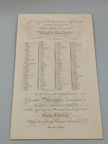 1767 Engraving Charlotte Compton Viscountess Townshend Tamworth Castle ...