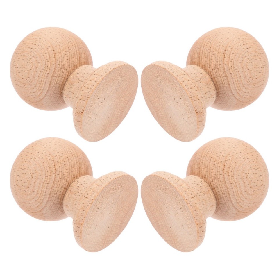 4pcs Wood Finials: Furniture Unfinished Wooden Bed Post Caps - Carved ...
