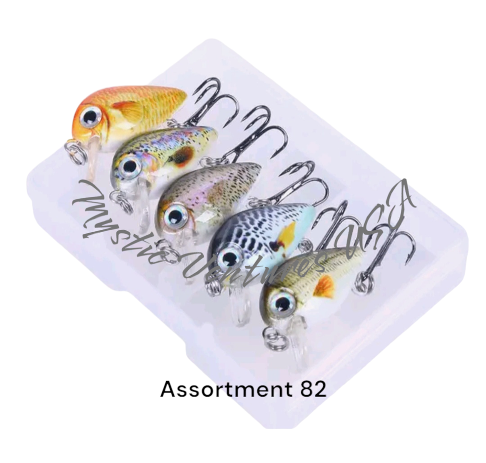 5 CRANKBAIT FISHING LURES with CASE- MICRO SMALL MINI - BRAND NEW - YOU ...