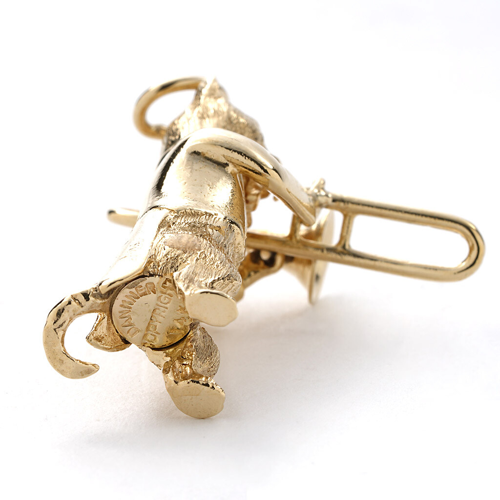 Dankner Vintage Cat Playing Trombone Charm 14k Yellow Gold | eBay