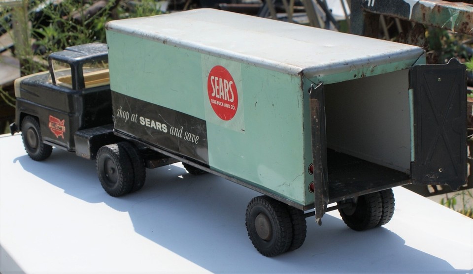 RARE Allstate Semi Truck With Two Sears Roebuck & Co Enclosed Trailers ...