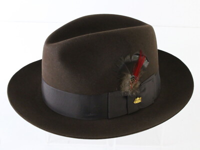 Stetson The Sovereign Mens Mink Brown Felt Fedora W/ Pin, Feather ...