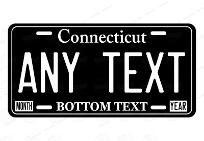 Custom Connecticut Black License Plate Personalized Car ATV bike ...