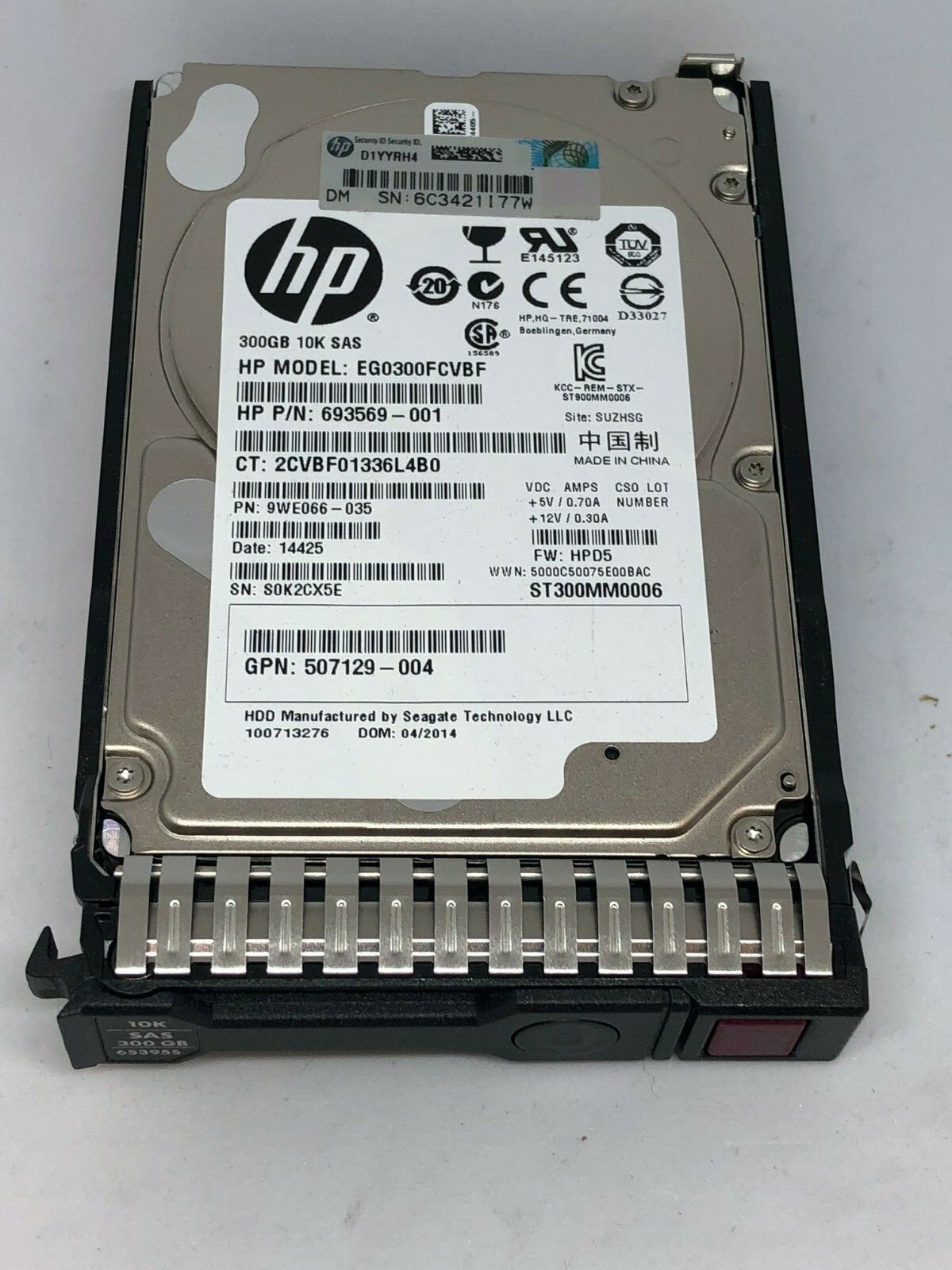 HP 652564-B21 300GB 6G SAS 10K 2.5IN SC Enterprise HDD Hard Drive ...