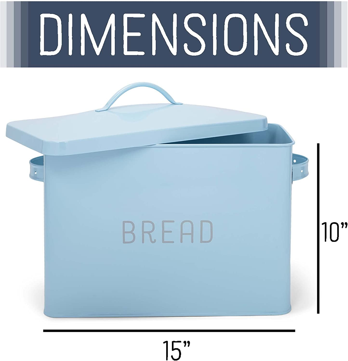 Extra Large Blue 15 X 10 Metal Farmhouse Bread Box - Holds Two ...