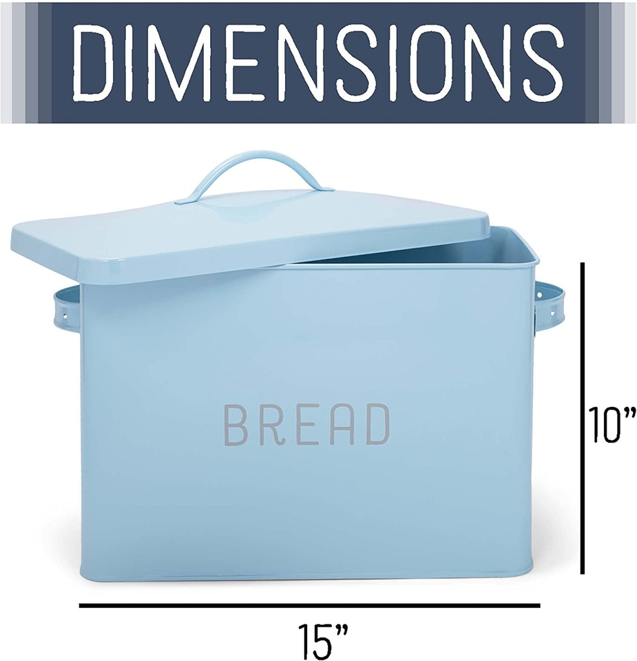 Extra Large Blue 15 X 10 Metal Farmhouse Bread Box - Holds Two ...