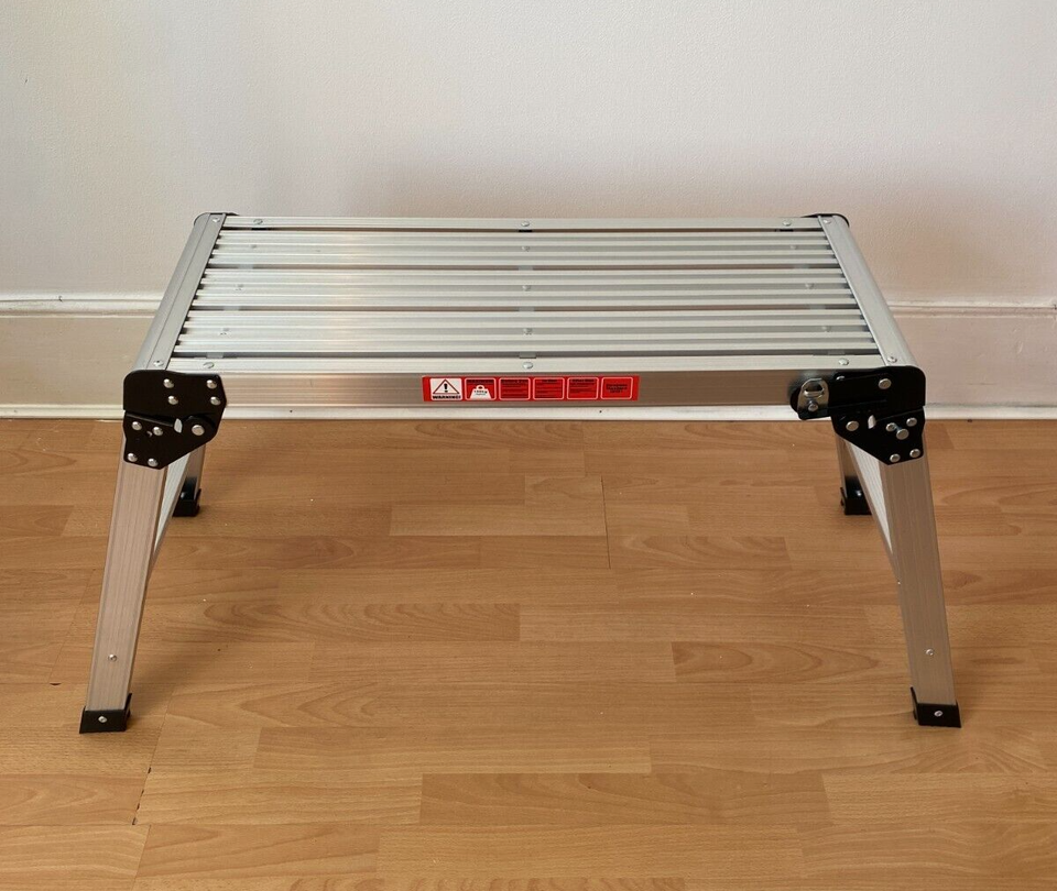 760mm Heavy Duty Aluminium Hop Up Step Ladder Folding Stool Work Bench ...