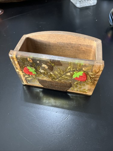 Vintage Lucite Pressed Flowers Wood Recipe Box Cottage Core Strawberry ...
