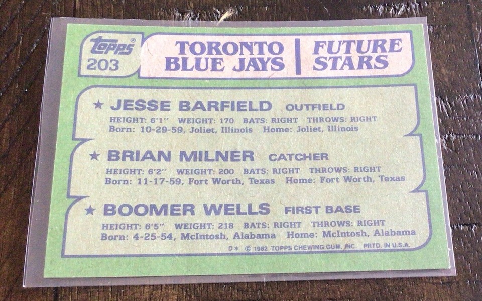 1982 Topps - Jesse Barfield - #203 RC - Blue Jays Future Stars | eBay