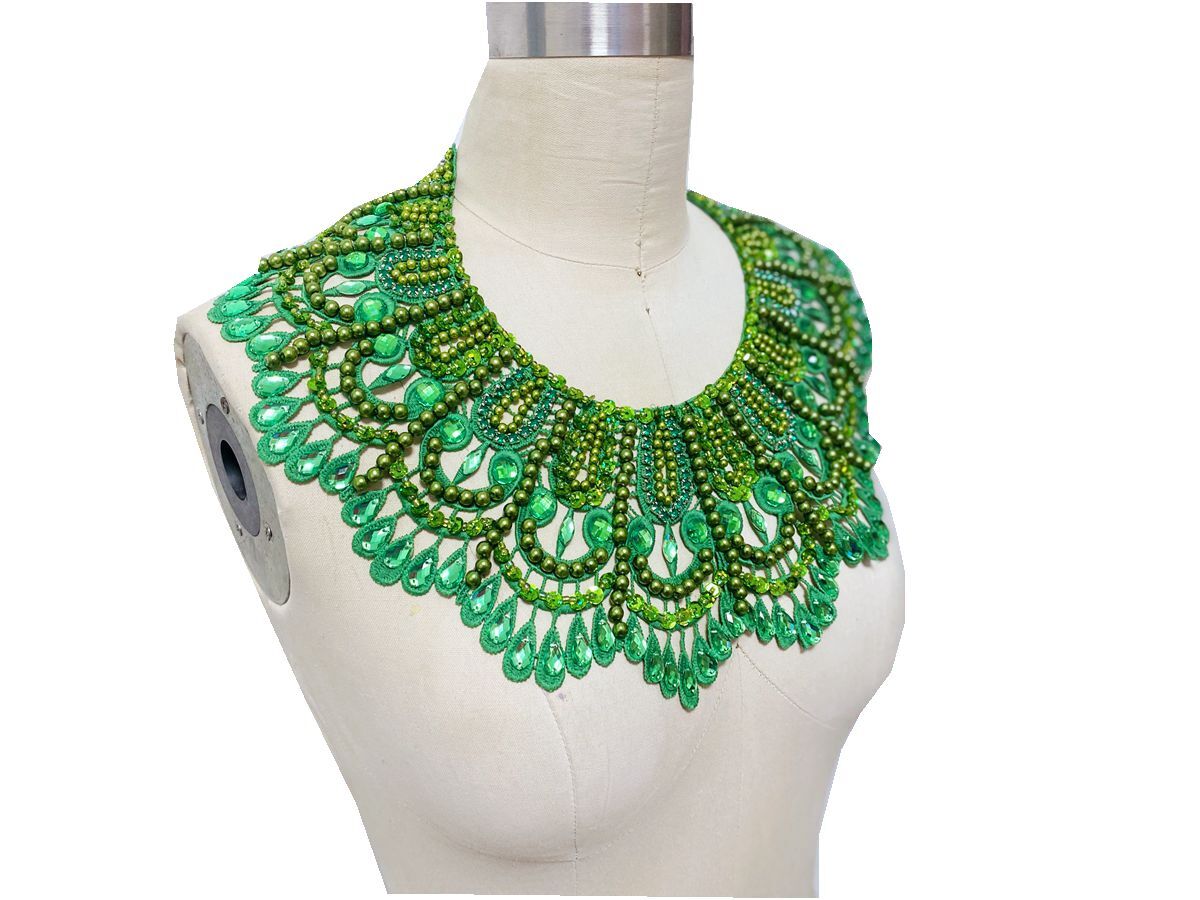 Rhinestone Beaded Neck Trim Patch Neckline Collar Sewing Applique ...