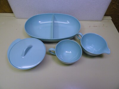 Lot of Vintage Blue Melmac Melamine Dishes - Divided Dish, Creamer ...