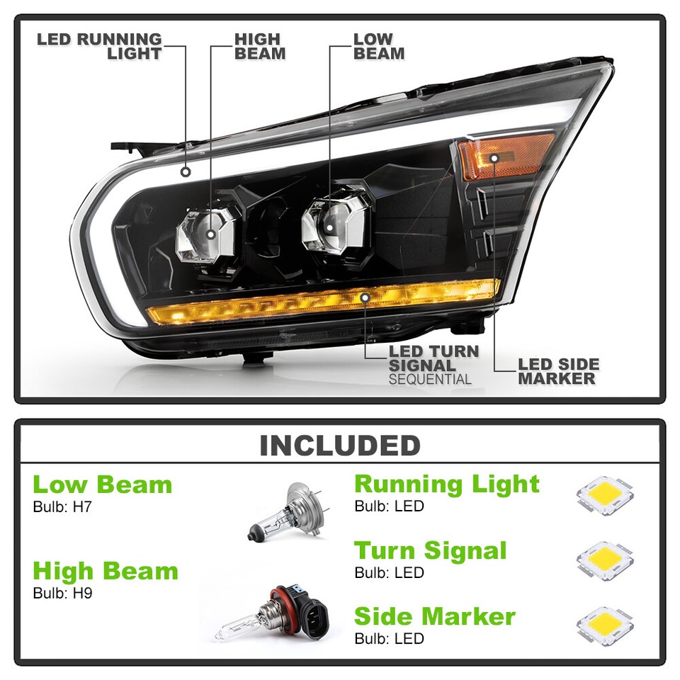 For 2015-2023 Ford Transit 150 Halogen Type Black LED Tube Projector ...