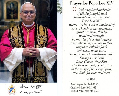 Pope Leo XIV - Prayer for the Pope - Paperstock Holy Card 567C | eBay
