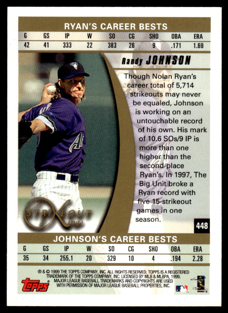 Randy Johnson 1999 Topps Arizona Diamondbacks #448 Near Mint or Better ...