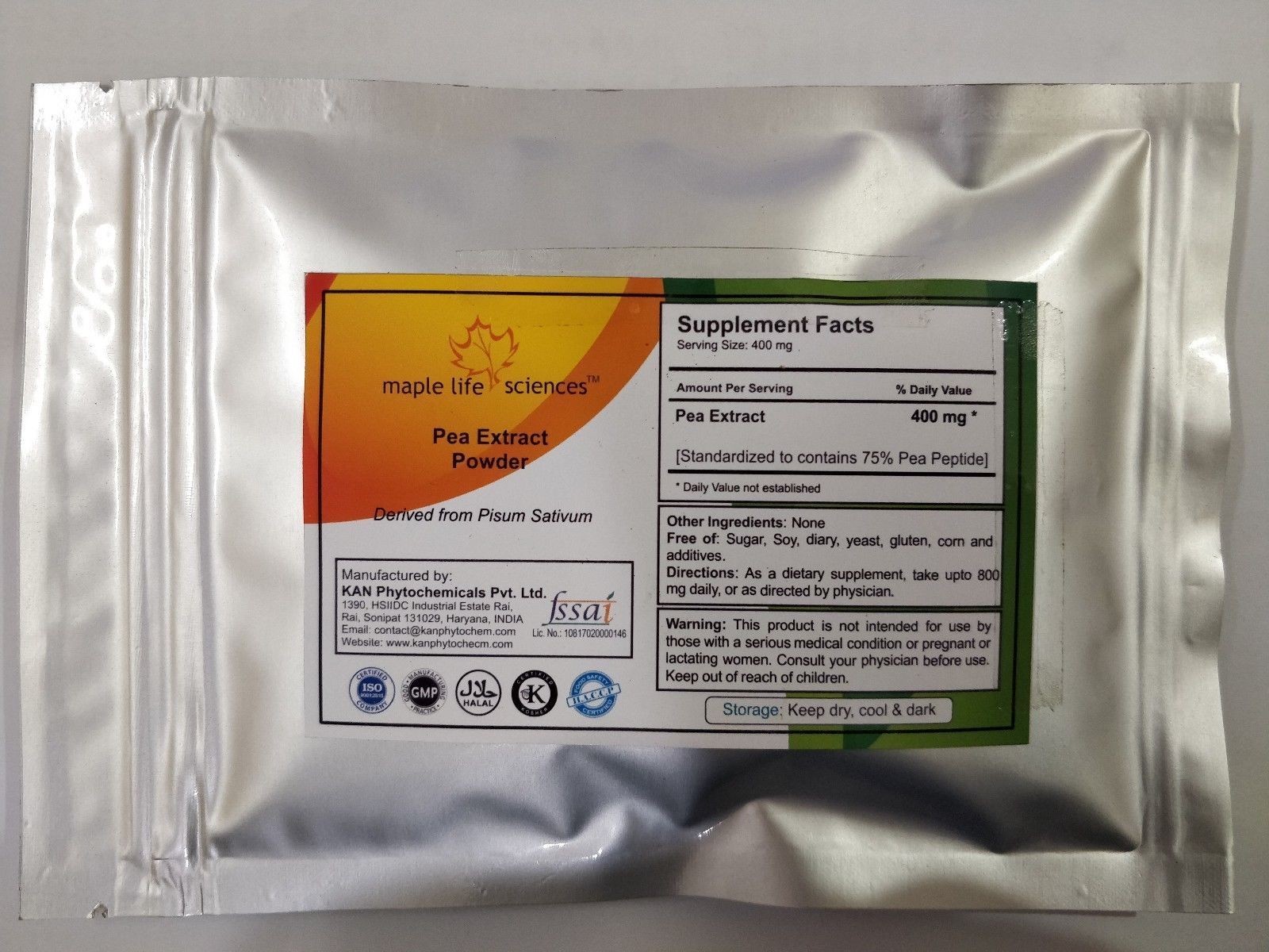 Pea Extract Powder 75% Pea Peptide (Pisum Sativum) Pure & High Quality ...