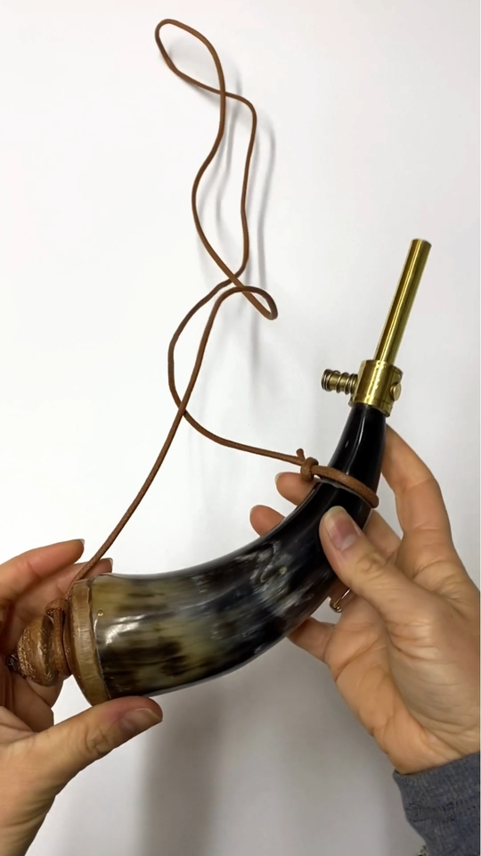 Genuine Buffalo Powder Horn with Easy Brass Loader | eBay