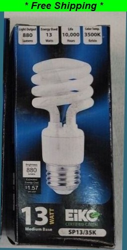 EIKO SP13/35K 13W 120V 3500K Spiral Shaped Medium Base E26 CFL ...