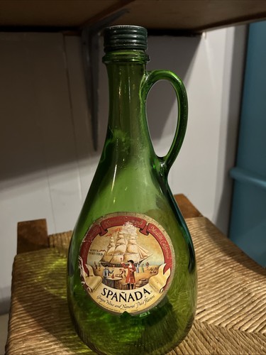 VINTAGE GREEN GLASS WINE BOTTLE WITH HANDLE SPAÑADA | eBay
