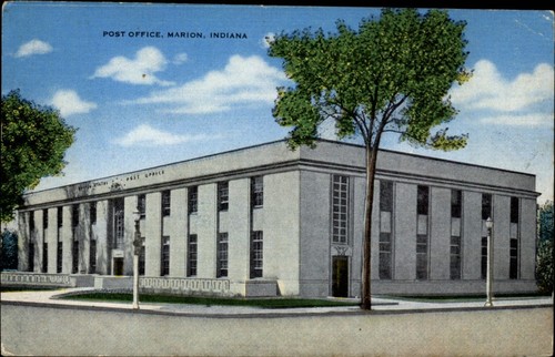 Marion Indiana Post Office modern architecture unused vintage linen ...
