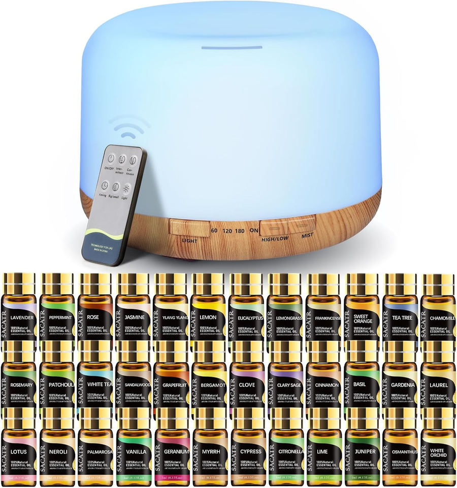 Essential Oil Diffusers for Home with 36 Oil Diffuser Sets, 500Ml Aroma ...