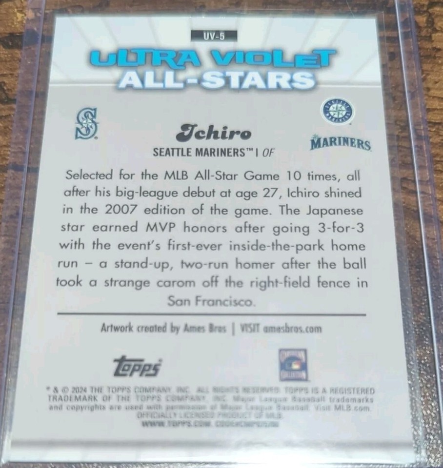 2024 Topps Chrome Baseball Card UV-5 Ichiro Suzuki Ultra Violet Stars SP | eBay