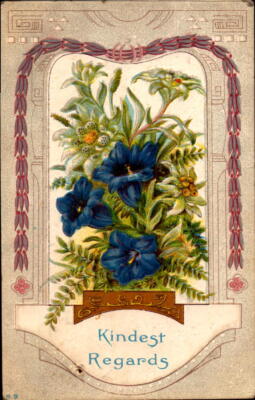 Vintage Postcard Greeting Card Kindest Regards with Floral Design | eBay