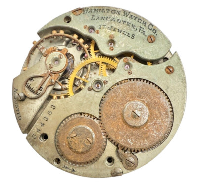 Antique 1907 Railroad Grade 16s 17j Hamilton 972 Pocket Watch Movement ...