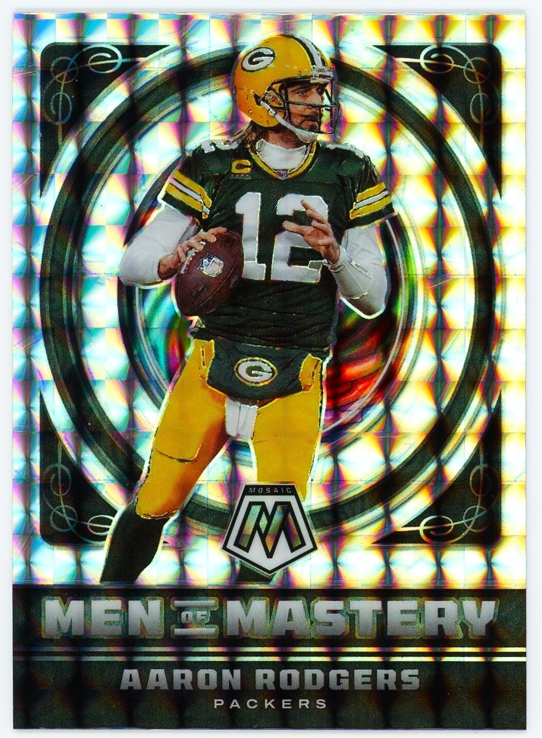 2022 AARON RODGERS Panini Mosaic Men of Mastery Silver Prizm Green Bay ...