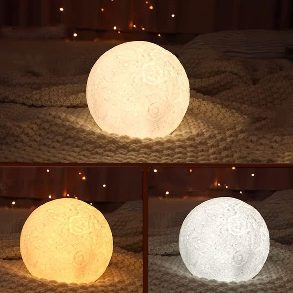 3D Printing Moon Lamp Moonlight USB LED Night Lunar Light Touch Color ...