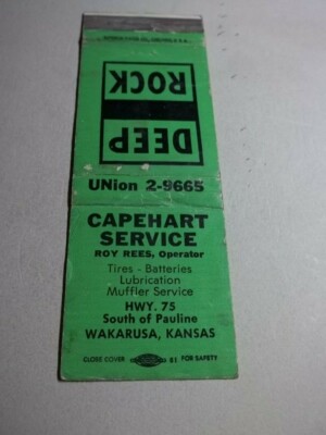 Matchbook Cover Capehart Service Roy Rees Hwy 75 Deep Rock Gas Wakarusa ...