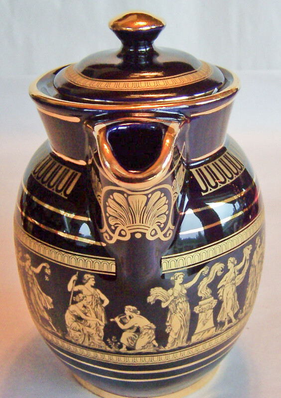 Spyropoulos TEAPOT, Cobalt Blue, 24k Gold, Greek Myth, Handmade in ...