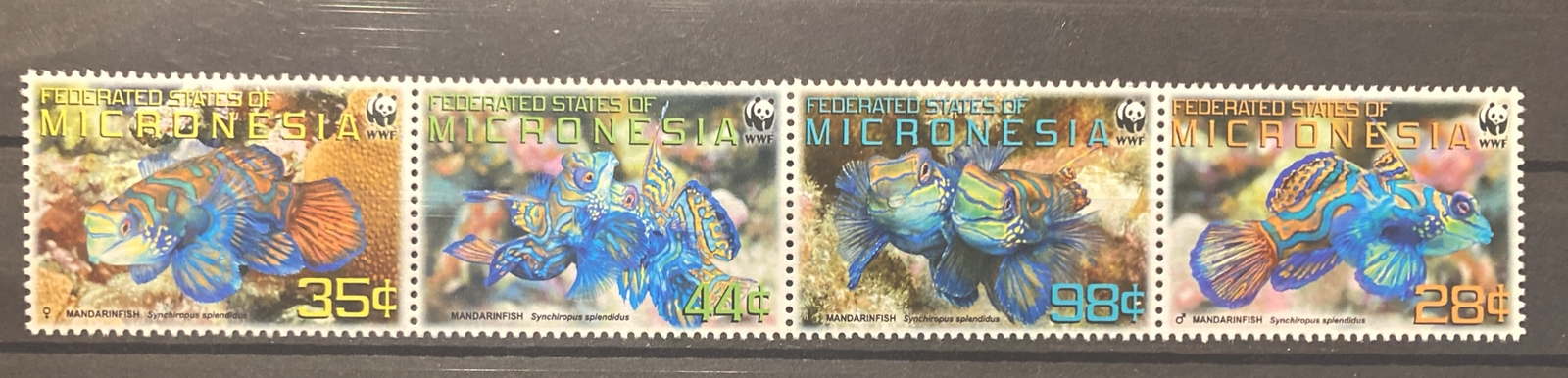 Micronesia, fish S.C.#848(a-d) WWF MNH Complete strip of 4 as issued in ...