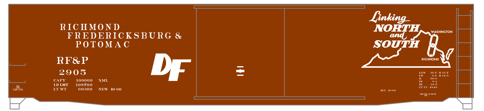 K4 HO Scale Decals Richmond, Fredericksburg and Potomac 50 Ft Boxcar ...