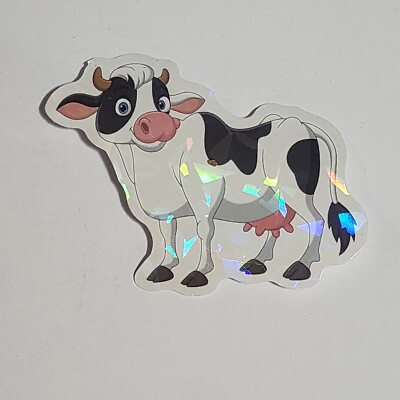 Sticker Decal black & white COW cartoon shiny New Unused 2.5" | eBay