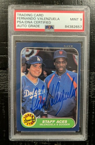 1986 Fleer Fernando Valenzuela Signed Autograph PSA/DNA MINT 9! Staff ...