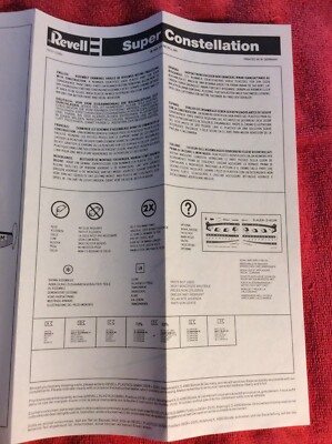 REVELL MODEL KIT SUPER CONSTELLATION INSTRUCTION MANUAL DIRECTIONS ONLY ...
