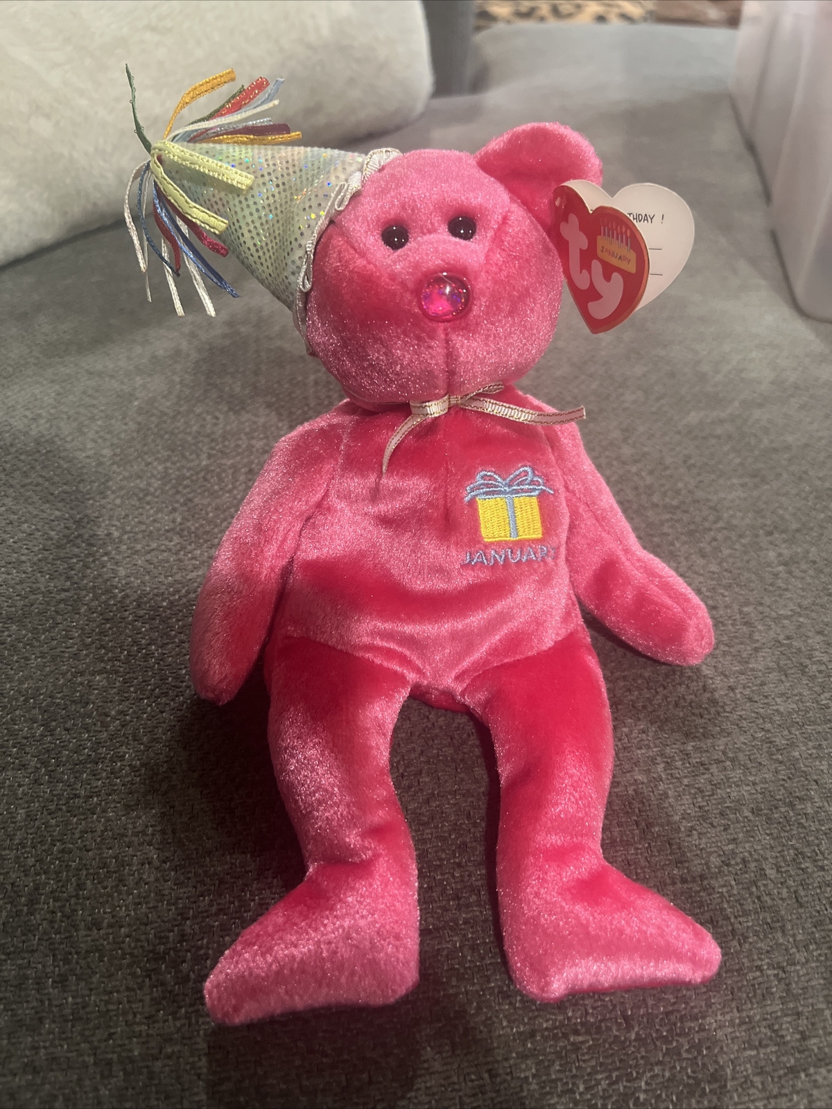 TY Beanie Baby - JANUARY the Teddy Birthday Bear (w/ hat) (9.5 inch ...