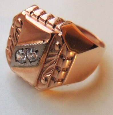 Unisex Vintage USSR 583,Rose Gold Ring With Zircon Size 12,75 | eBay