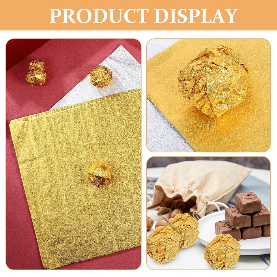 100 Pcs Tin Foil Square For Chocolate Caramel Wrapping Paper Aluminum ...