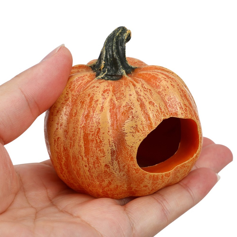 Fish Tank Resin Habitat Pumpkin Shaped Fish Rest House Aquarium ...