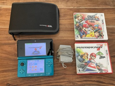 Nintendo 3DS Console Aqua Blue Teal Works Great W/ 2 Games And Case | eBay