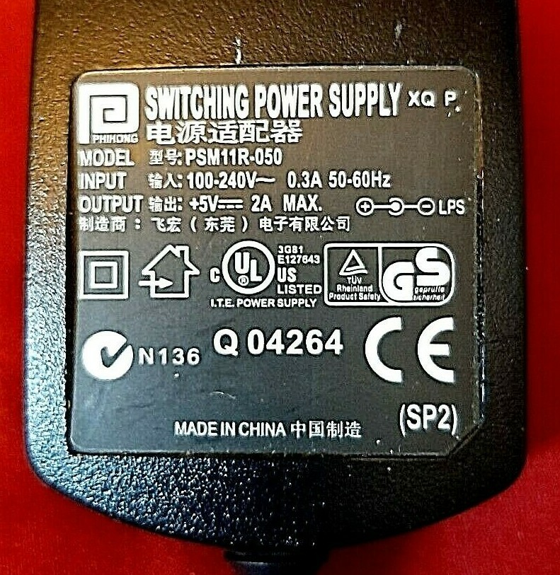 Switching Power Supply Adapter Phihong Psm11r-090-r 9v 1.12a for sale ...