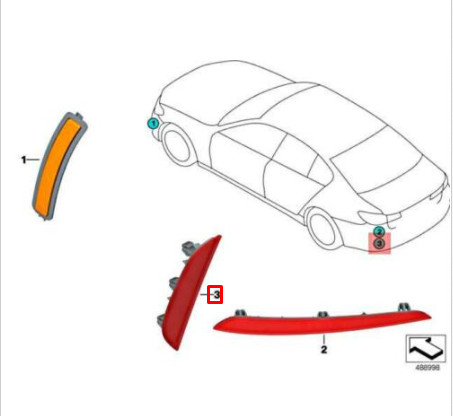 OEM BMW M5 F90 SEDAN REAR REFLECTOR REAR RIGHT 63147857006 GENUINE NEW ...